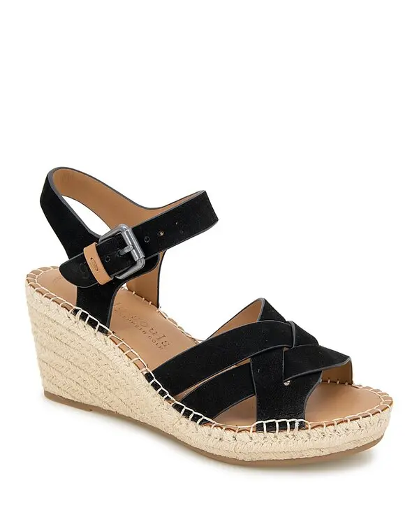 KENNETH COLE Caspian Wedge Sandals - Black Nubuck