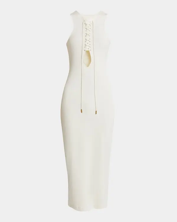 Givenchy Lace-up Rib Midi Tank Dress - Natural