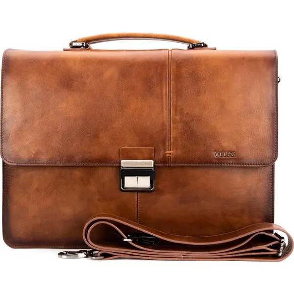VELEZ Aperto Leather Laptop Bag - Brown