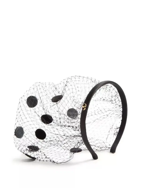 Valentino Garavani Vlogo Signature Veil Headband - Black