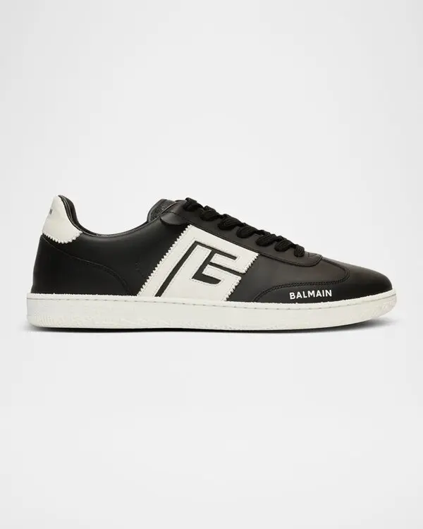 Balmain Swan Calfskin Low-top Sneakers - Blk/white