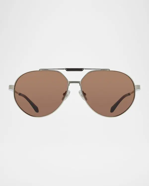 FERRAGAMO Gancino Titanium Aviator Sunglasses - Shiny Gold