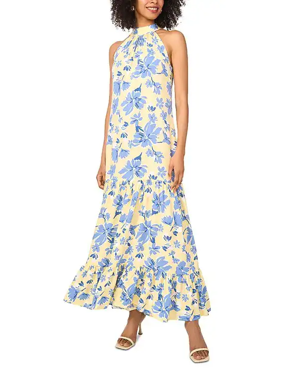 Tie Back Halter Maxi Dress - Serene Sky