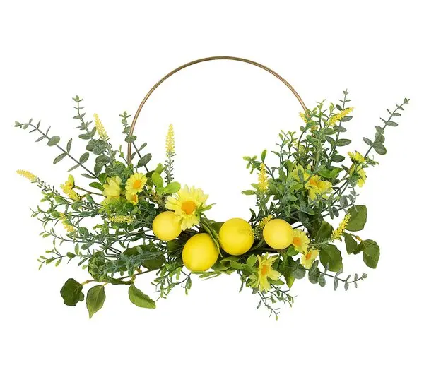 NORTHLIGHT Lemon And Daisy Springtime Half Wrea Th 22