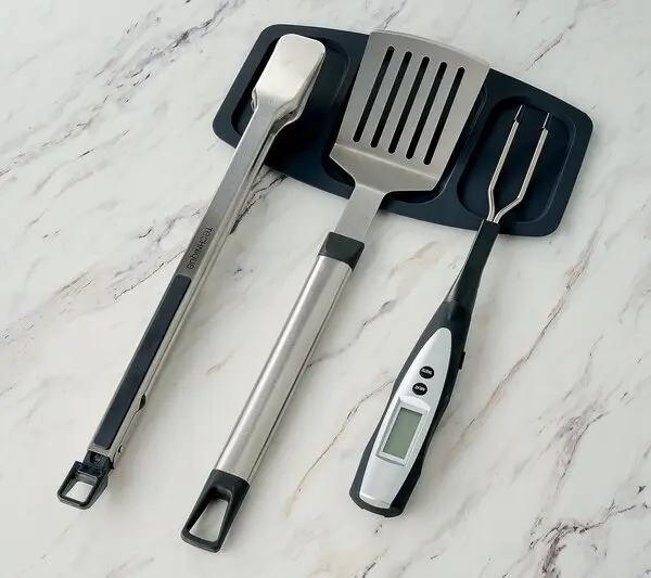 TECHNIQUE 3-piece Bbq Grill Tools W/ Silicone Tool Rest