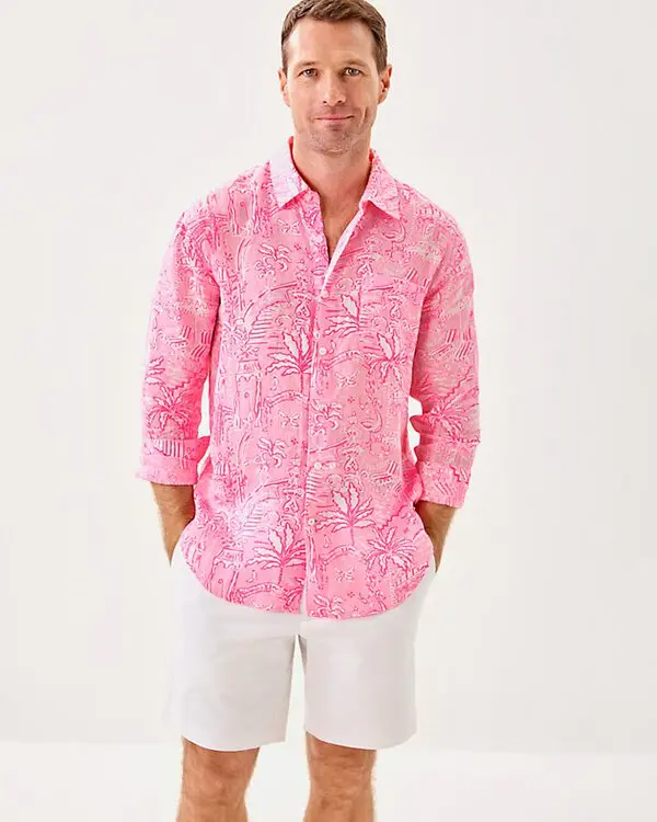 Lilly Pulitzer Stuff Addison Shirt - Conch Shell Pink Pennys Playground