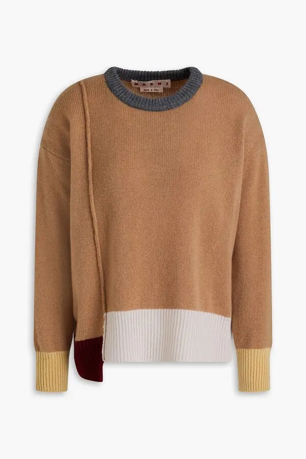 Marni Colorblock Cashmere Sweater - Camel
