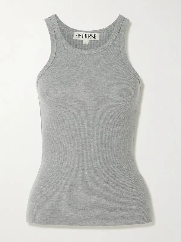 Eterne Ribbed Stretch-jersey Tank - Gray