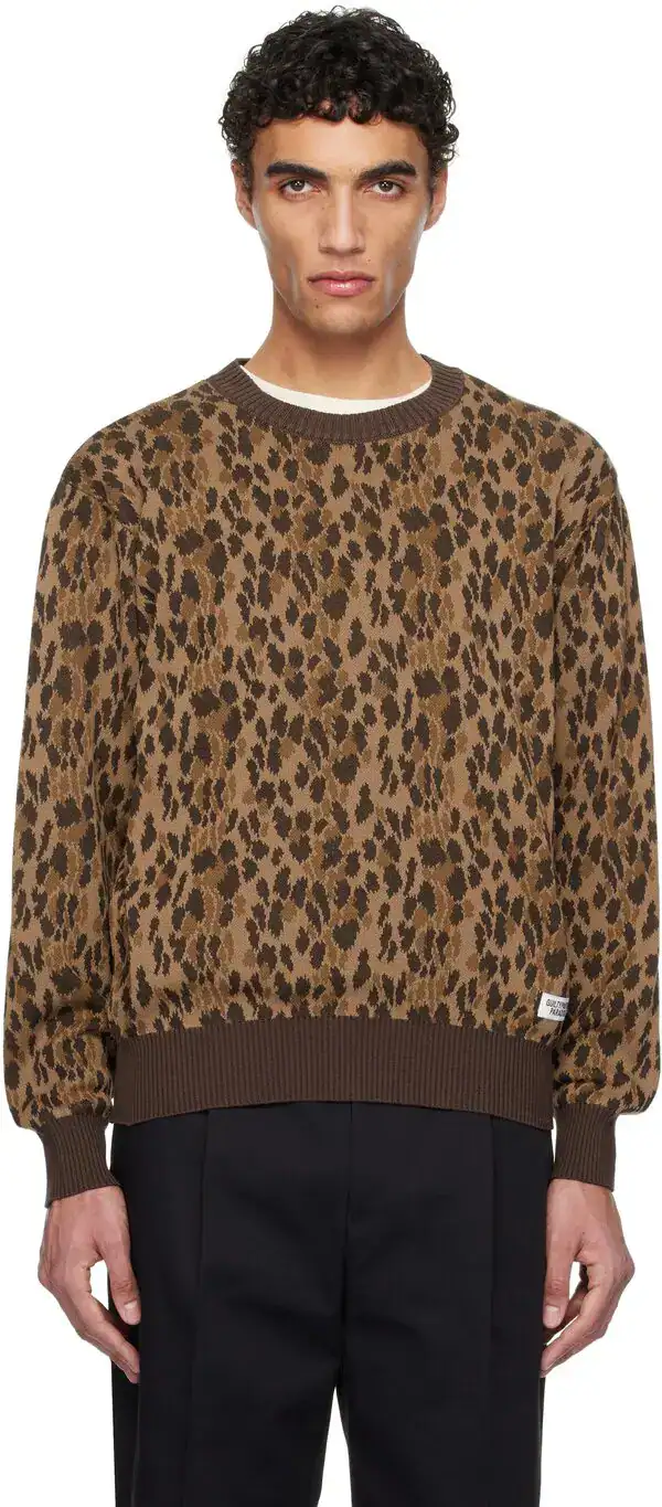 トップス WACKOMARIA 21SS LEOPARDJACQUARD SWEATER Wacko Maria Leopard Jacquard Knit Sweater - Brown | Editorialist