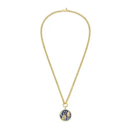 LIONHEART 14k Skoven Lapis Medallion Rolo Necklace