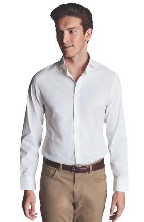 CHARLES TYRWHITT Non-iron Performance Twill Shirt - White