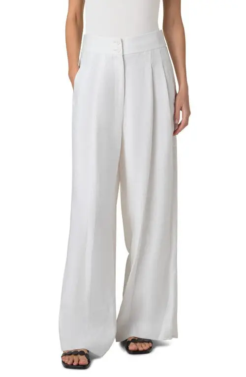 Akris Florina Wide Leg Linen Pants - Cream