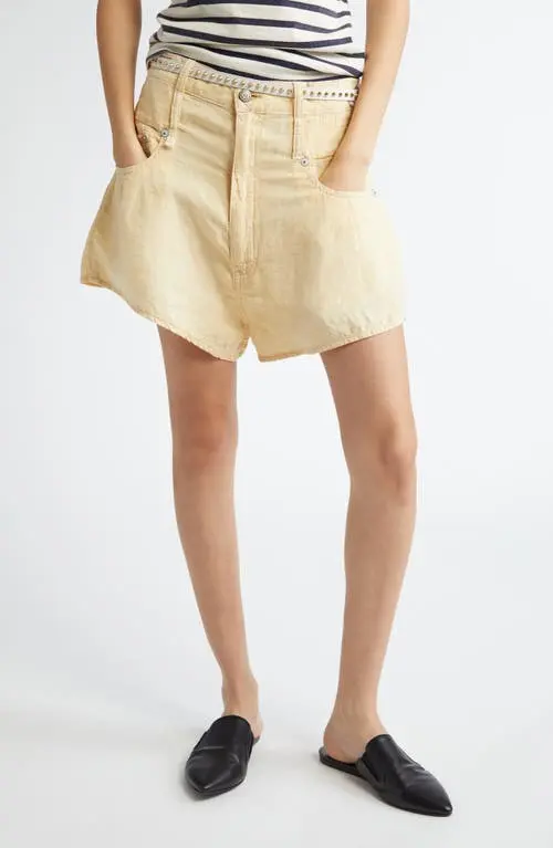 R13 Double Loop Venti Linen Shorts - Maize Linen Chambray