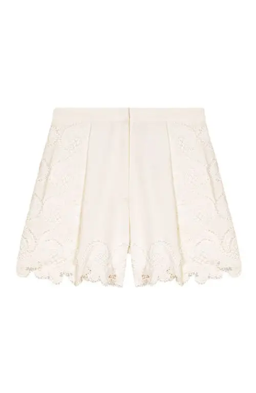 Maje Embroidered Floral Shorts - Ecru