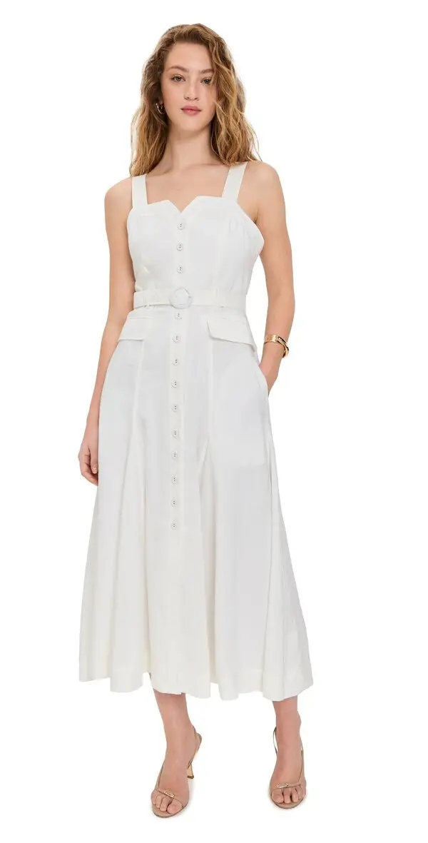 LA LIGNE Button Down Belted Dress - Ivory
