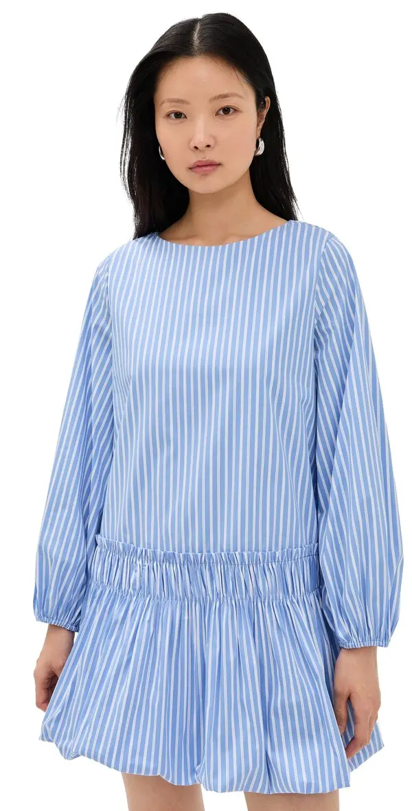 English Factory Stripe Balloon Sleeve Mini Dress