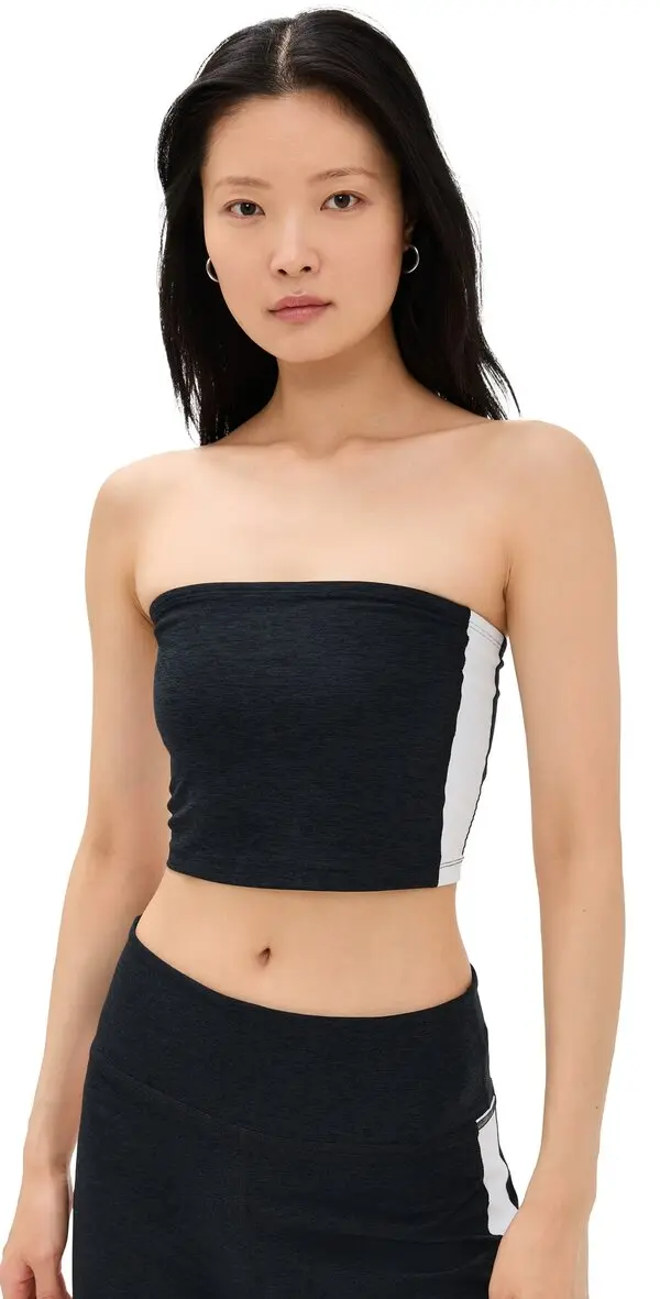 Beyond Yoga Spacedye Strapless Cropped Top - Darkest Night Cloud White