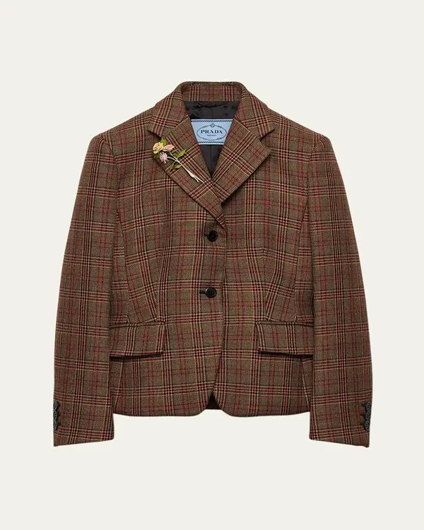 Prada Prince Of Wales Check Wool Jacket