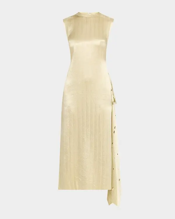 JASON WU Crinkled Satin Laser-cut Shift Dress - Pistachio