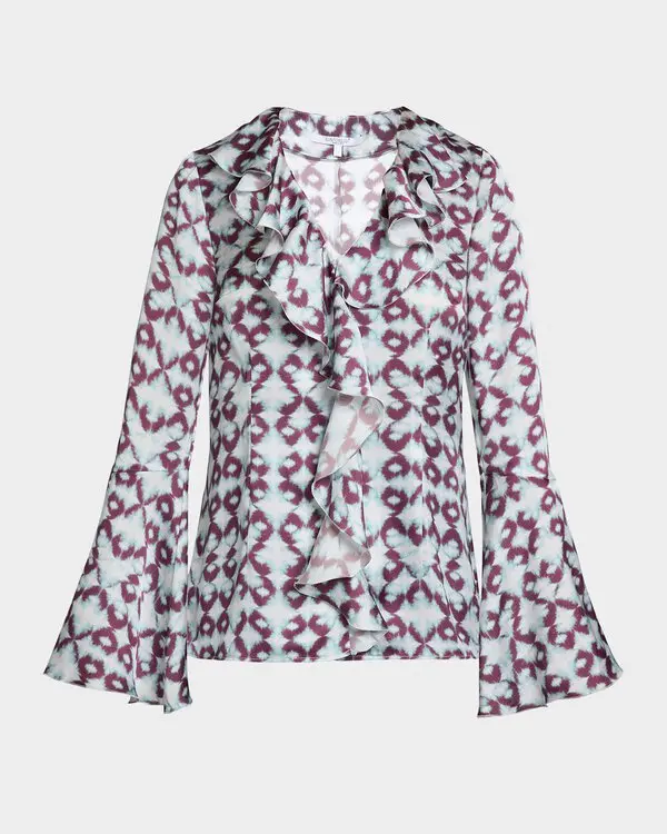 Santorelli Sydney Abstract-print Blouse - Ocean Mist