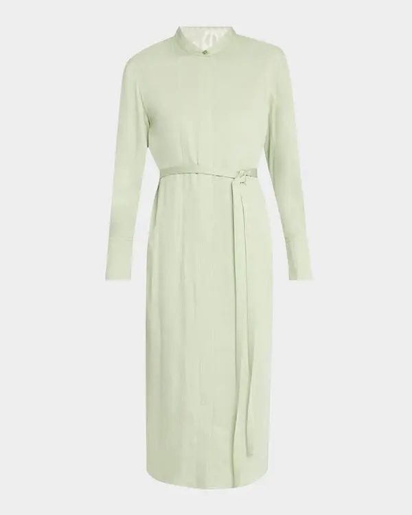 JOSEPH Rosan Band-collar Viscose-blend Midi Shirt Dress - Matcha