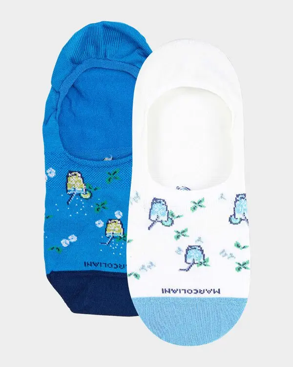 Marcoliani Invisible Touch Mojito 2-pack Socks - Blue/white