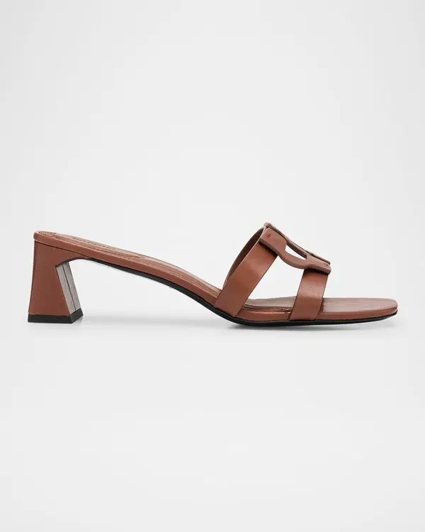 Simkhai Leather Monogram Mule Sandals