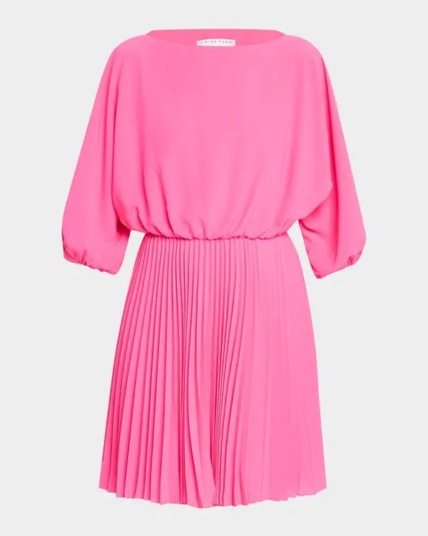 Trina Turk Triples Pleated Mini Dress Love All Pink Editorialist