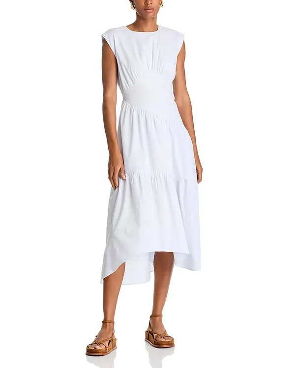 FRAME The Seersucker Gathered Dress - Light Chambray Multi