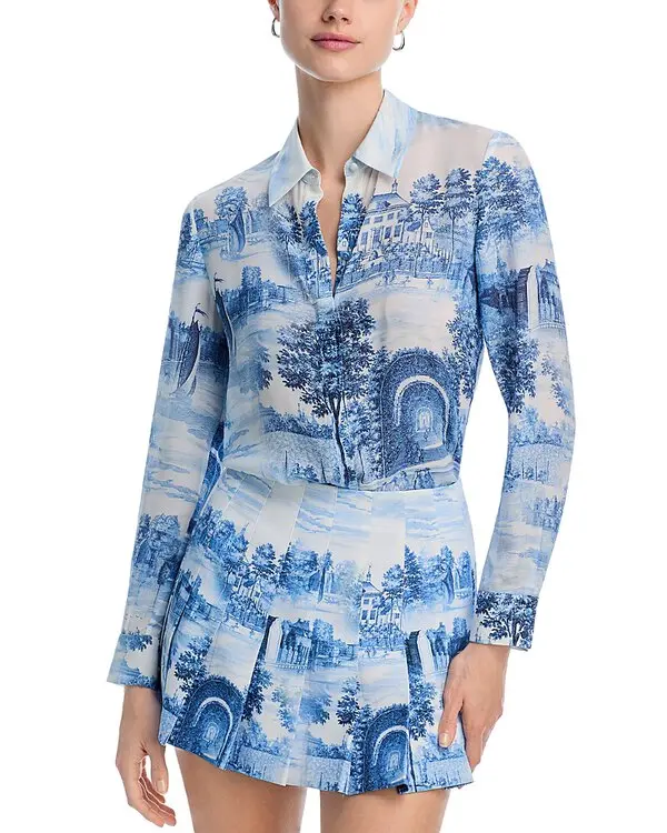 Alice + Olivia Willa Silk Shirt - Blue Multi