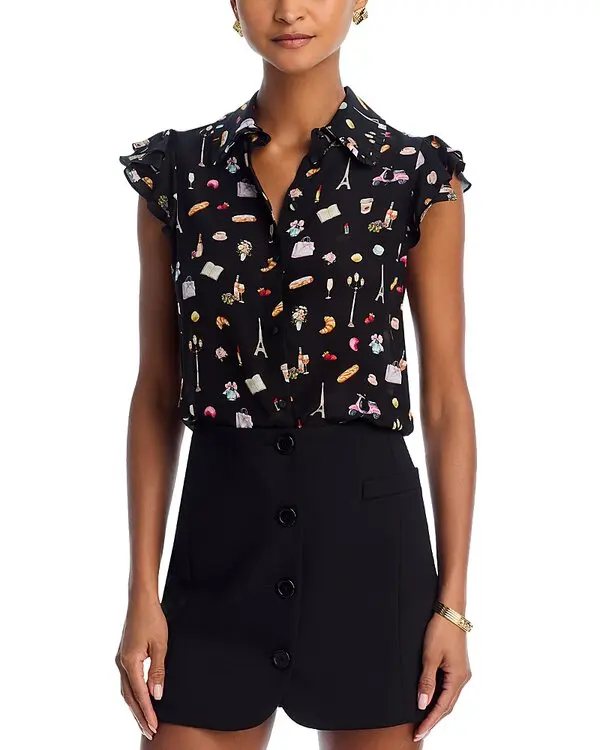 Alice + Olivia Martel Silk Blouse - Black Multi