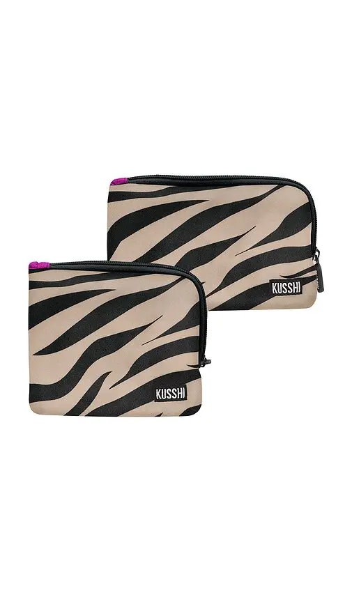 KUSSHI On-the-go Pouch Set - Zebra