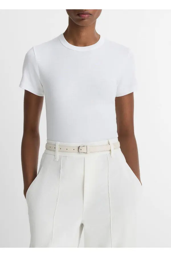 Vince Pima Cotton-blend Shrunken T-shirt - White