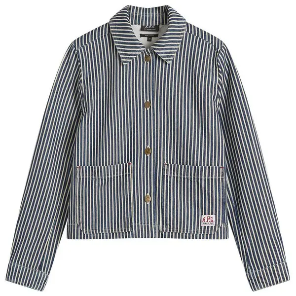 A.p.c. Frida Stripe Denim Jacket - Blue/white