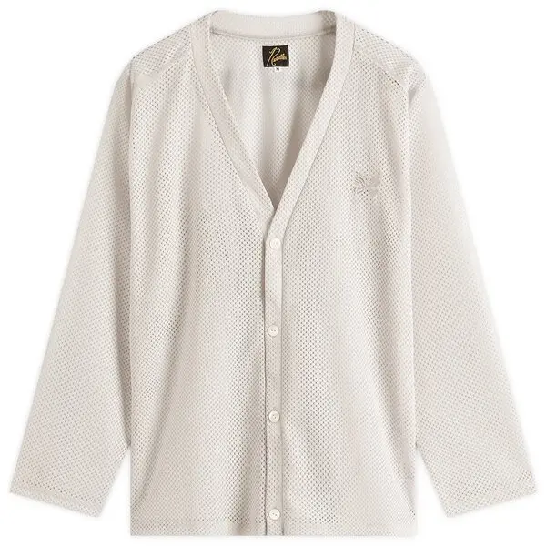 Needles Mesh V-neck Cardigan - Light Grey