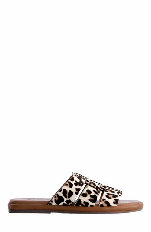 Bernardo Tamer Haircalf Slide Sandal - Cream Leopard