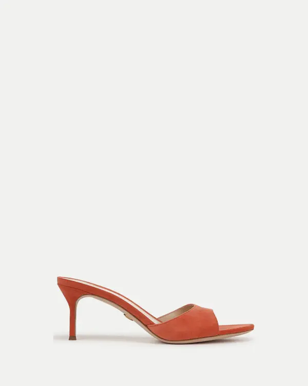 Veronica Beard Tia Suede Kitten Heel Sandal - Persimmon