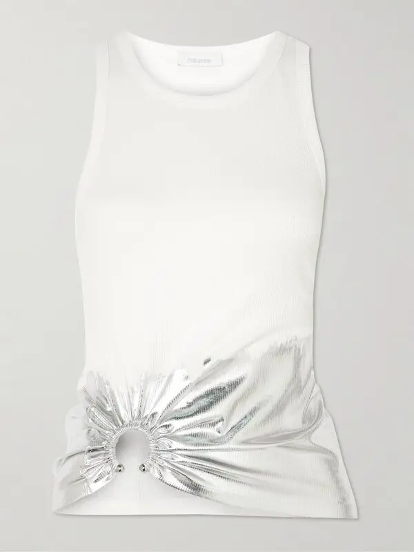 Rabanne Embellished Metallic Tank