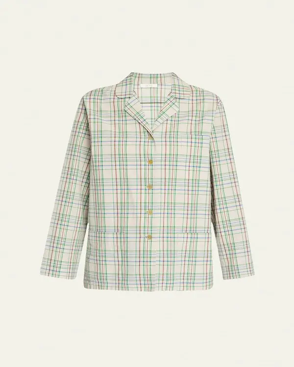 THE ROW Morpheus Plaid Cotton Shirt - Ivorygreen
