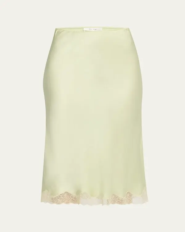 THE ROW Irene Silk Slip Skirt - Pale Grass