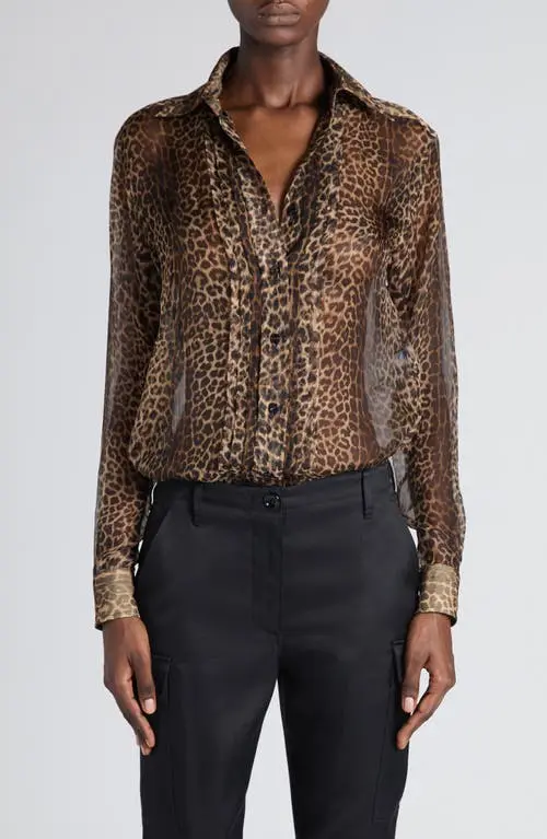 TOM FORD Leopard-print Silk Chiffon Shirt