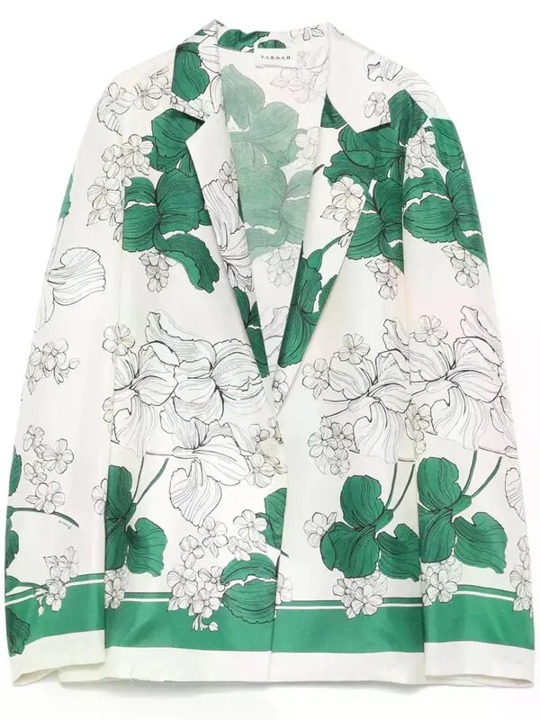 P.a.r.o.s.h Serenella Floral-print Blazer - Neutrals