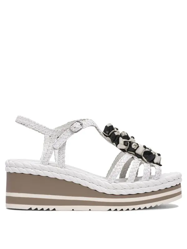 PONS QUINTANA Strappy Leather Sandals - White