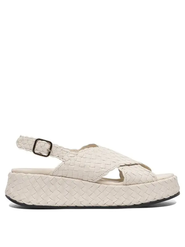 PONS QUINTANA Strappy Woven Leather Sandals
