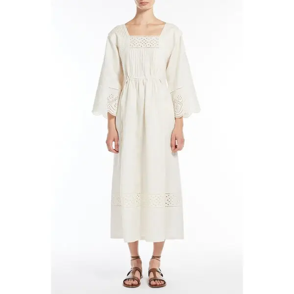 Max Mara Luglio Eyelet Long Sleeve Maxi Dress