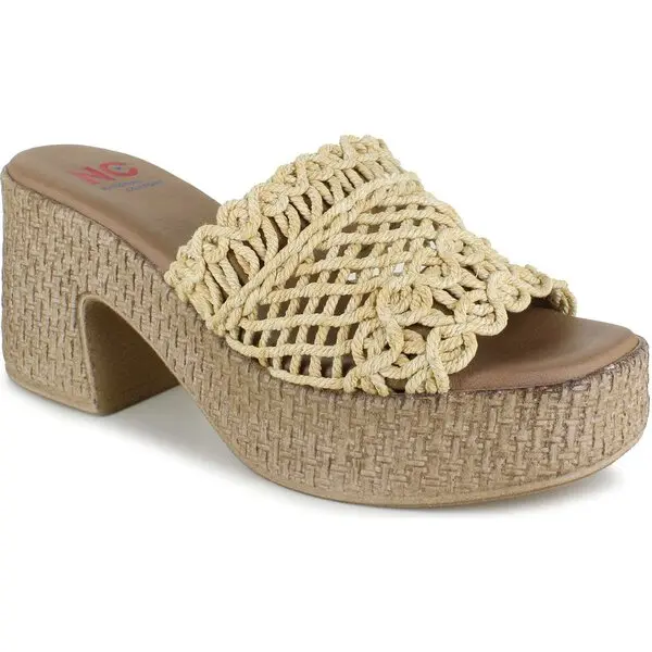 NATIONAL COMFORT Callela Platform Slide Sandal - Natural Fabric
