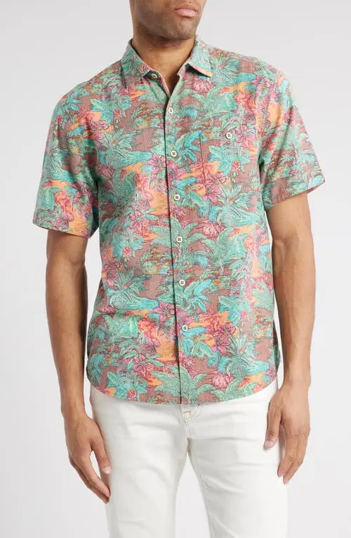 Tommy Bahama Nova Wave Retro Vibes Floral Short Sleeve Cotton Button-up Shirt