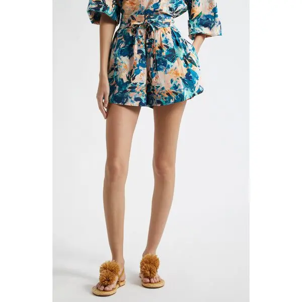 Ulla Johnson Rowan High-waisted Printed Shorts - Delphinium
