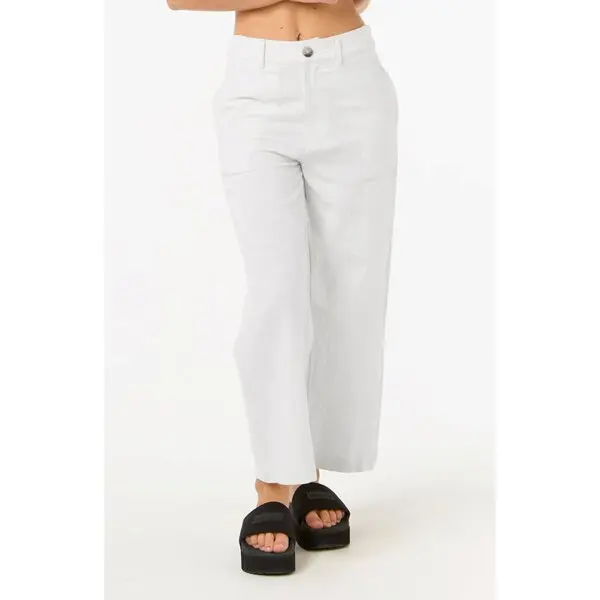 Rip Curl Vacation Crop Wide Leg Cotton Slub Pants - White