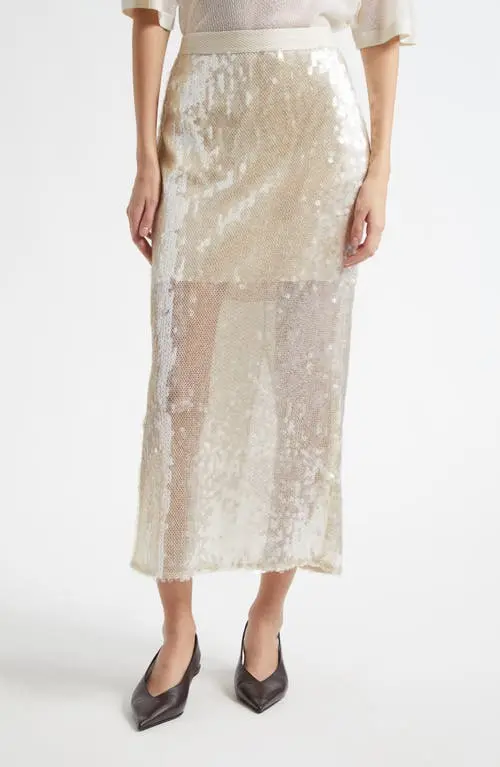 TWP Sylkie Sequin Semisheer Silk Skirt - Beige/ Clear
